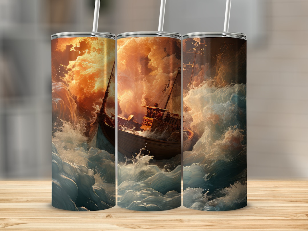 Roaring Waves Boat 20oz Sublimation Tumbler Design, Straight and ...
