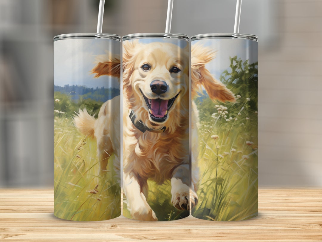Running Labrador Dog Tumbler, 20oz Skinny Tumbler Wrap Straight and ...