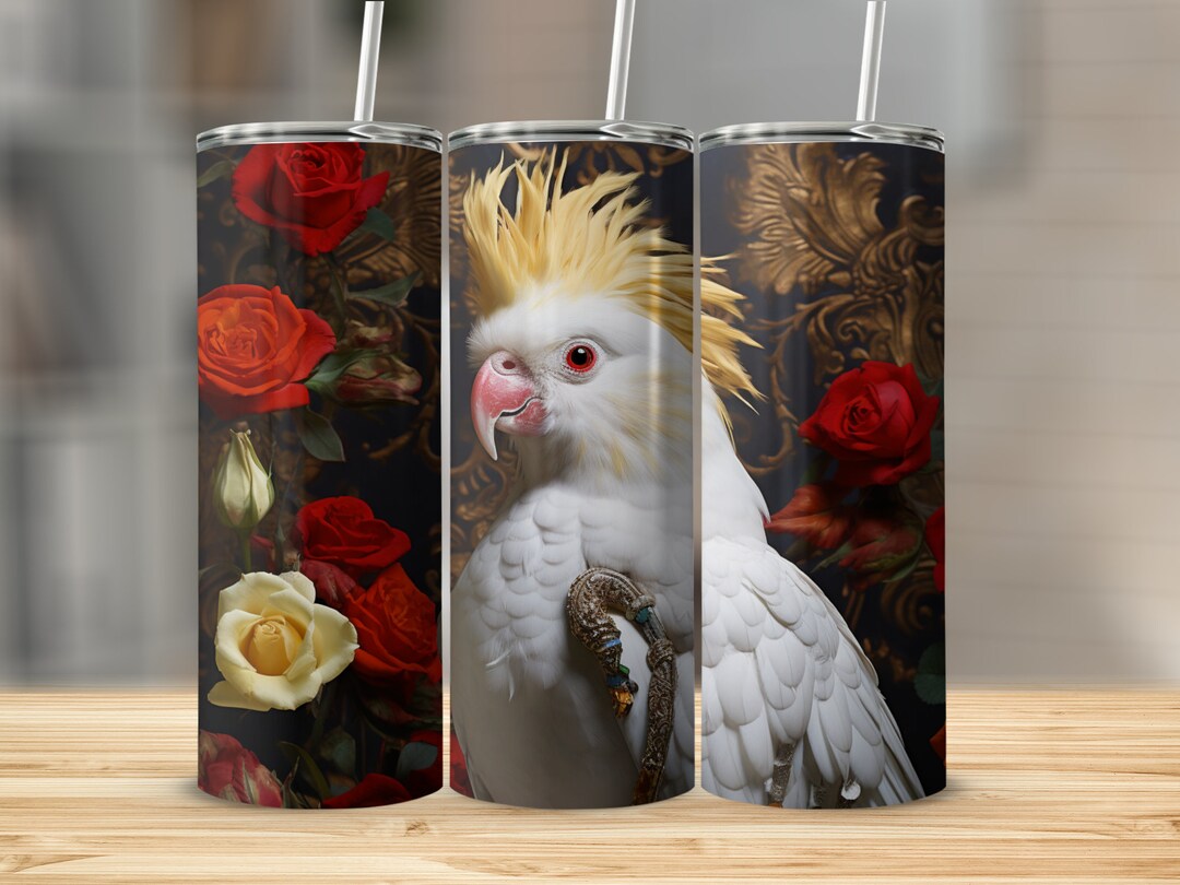 Golden Crown Cockatoo 20oz Skinny Tumbler Wrap Straight and Tapered ...