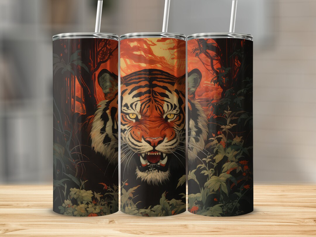 Tiger Tumbler, 20oz Sublimation Tumbler Design, Straight and Tapered ...