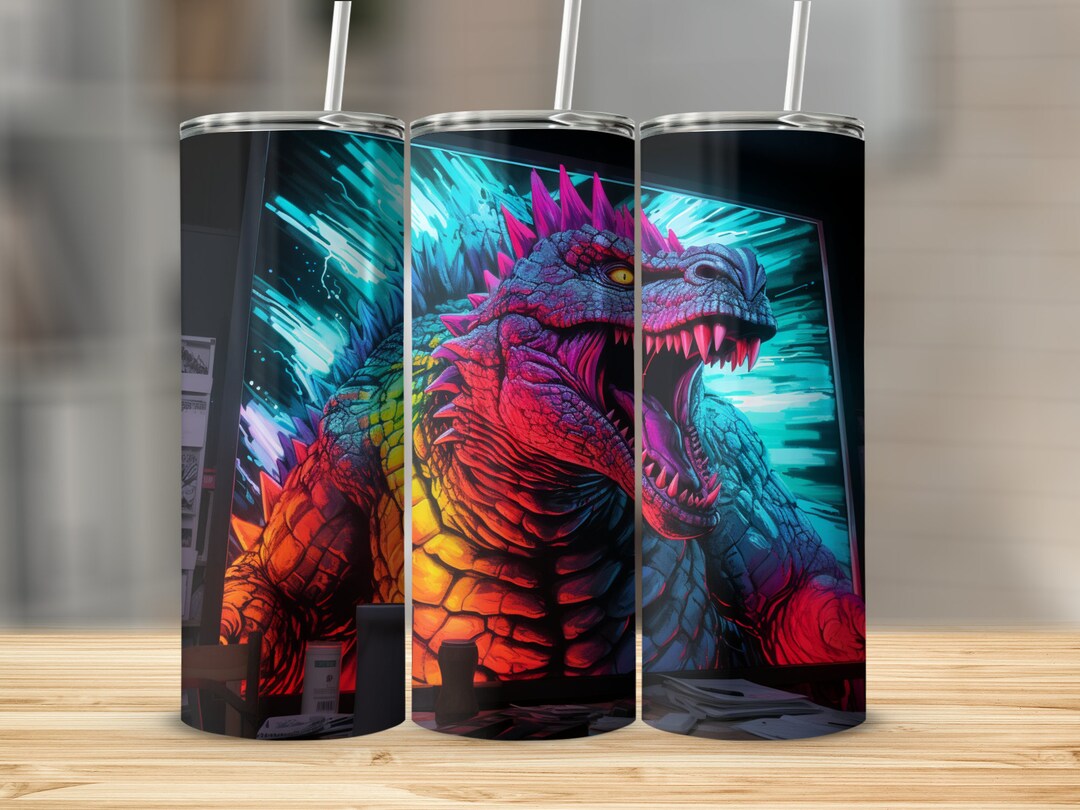 Neon God Zilla 20oz Skinny Tumbler Wrap Straight and Tapered Tumbler ...