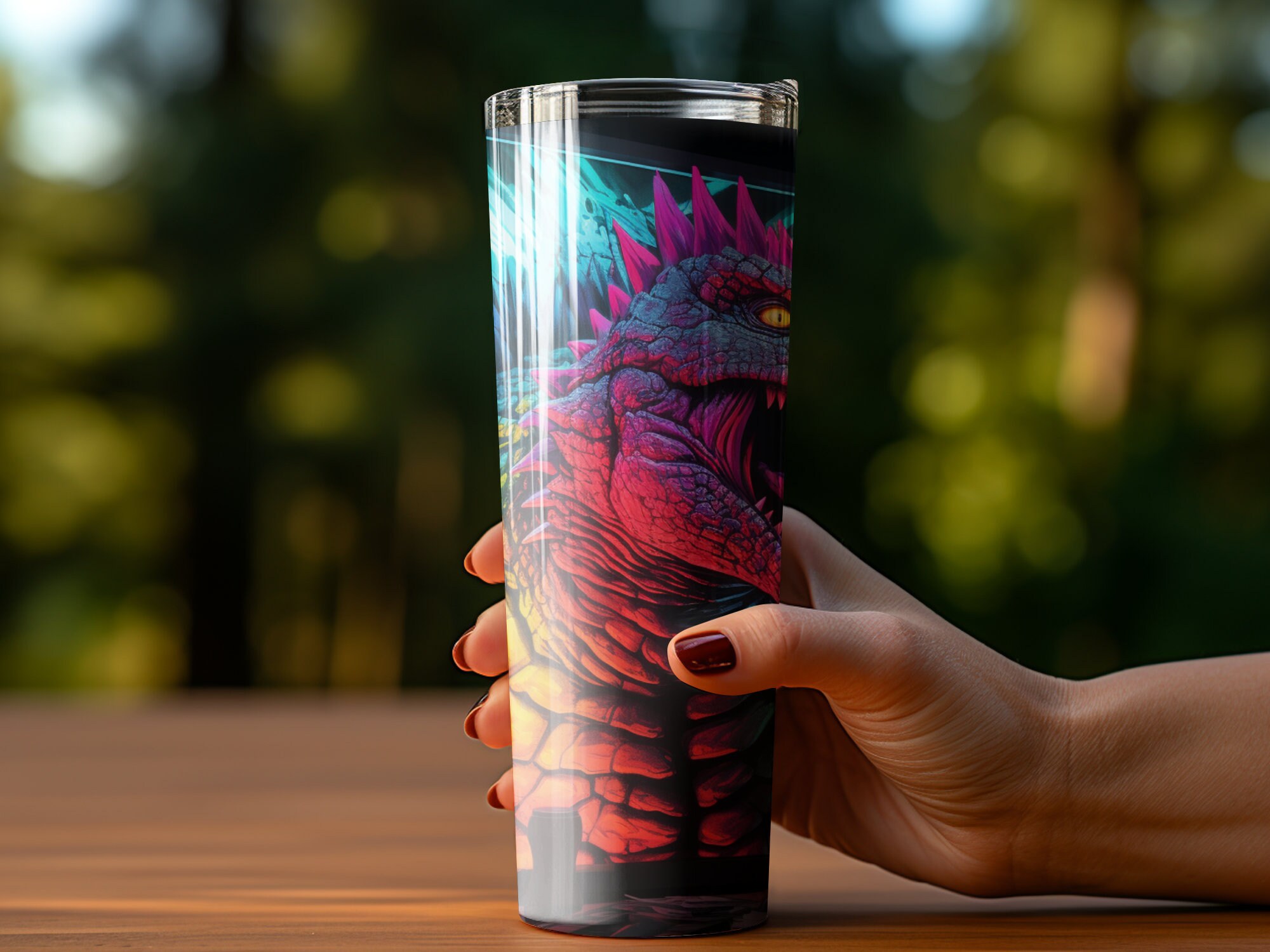 Neon God Zilla 20oz Skinny Tumbler Wrap Straight and Tapered Tumbler ...