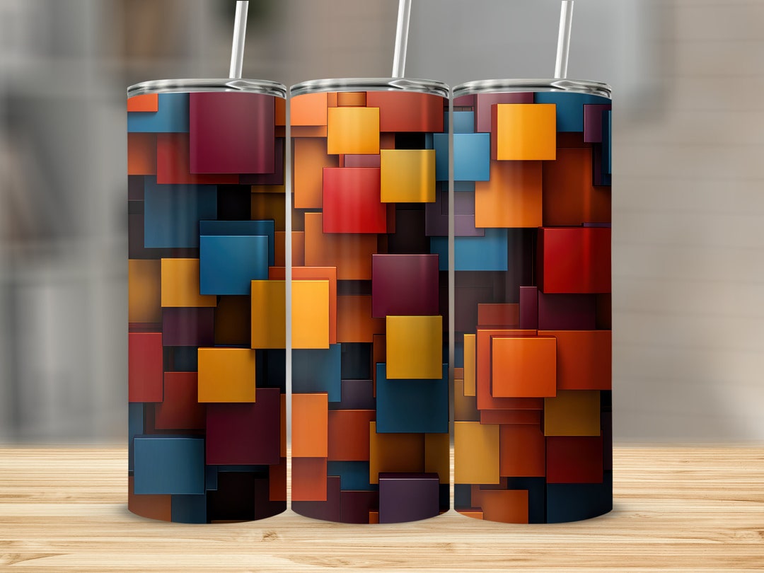 Square Shape Pattern, 20oz Sublimation Tumbler Design, Straight and ...