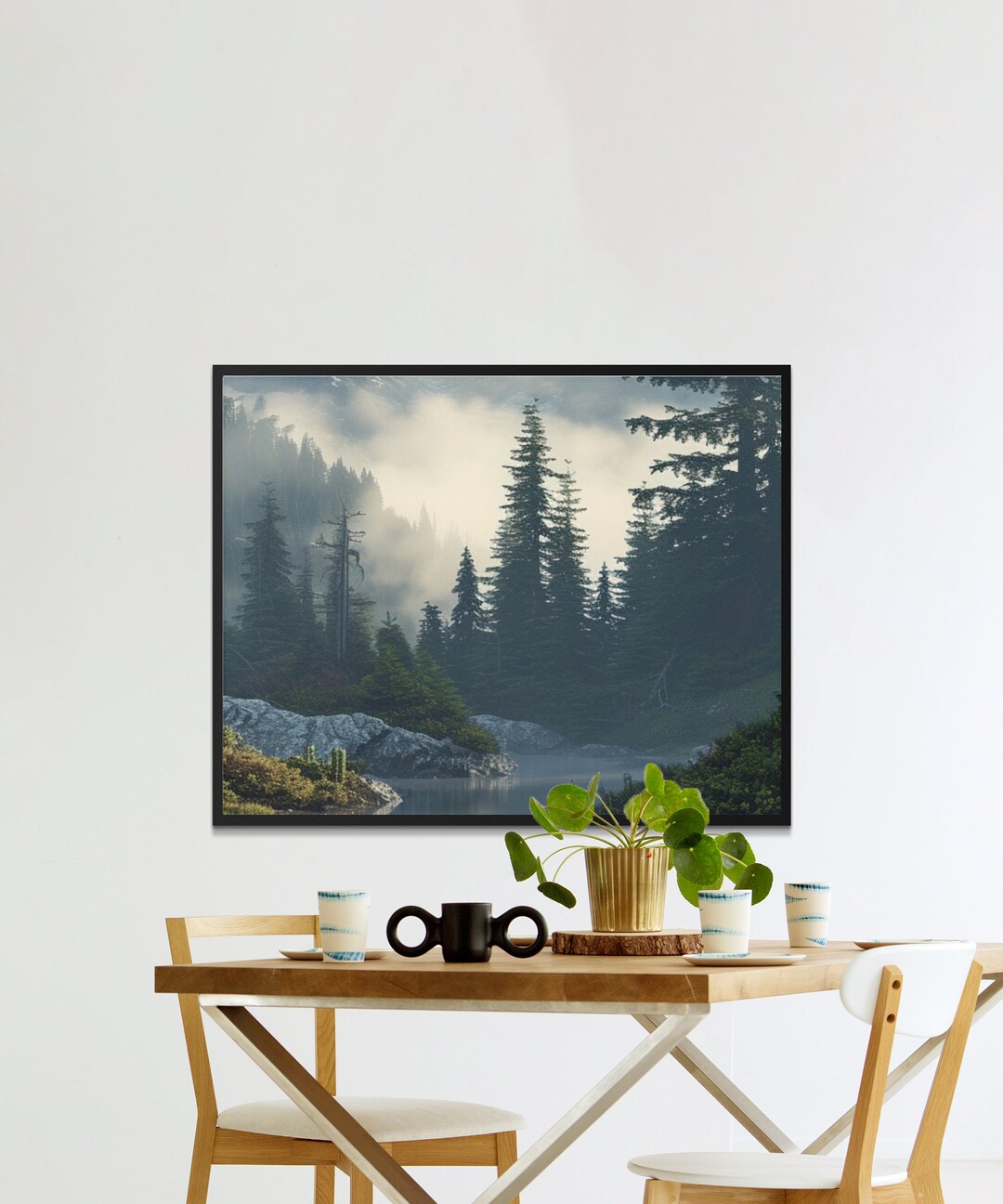 Cascade Mountains Wall Art, Nature Wall Art, Foggy River Morn, Living ...