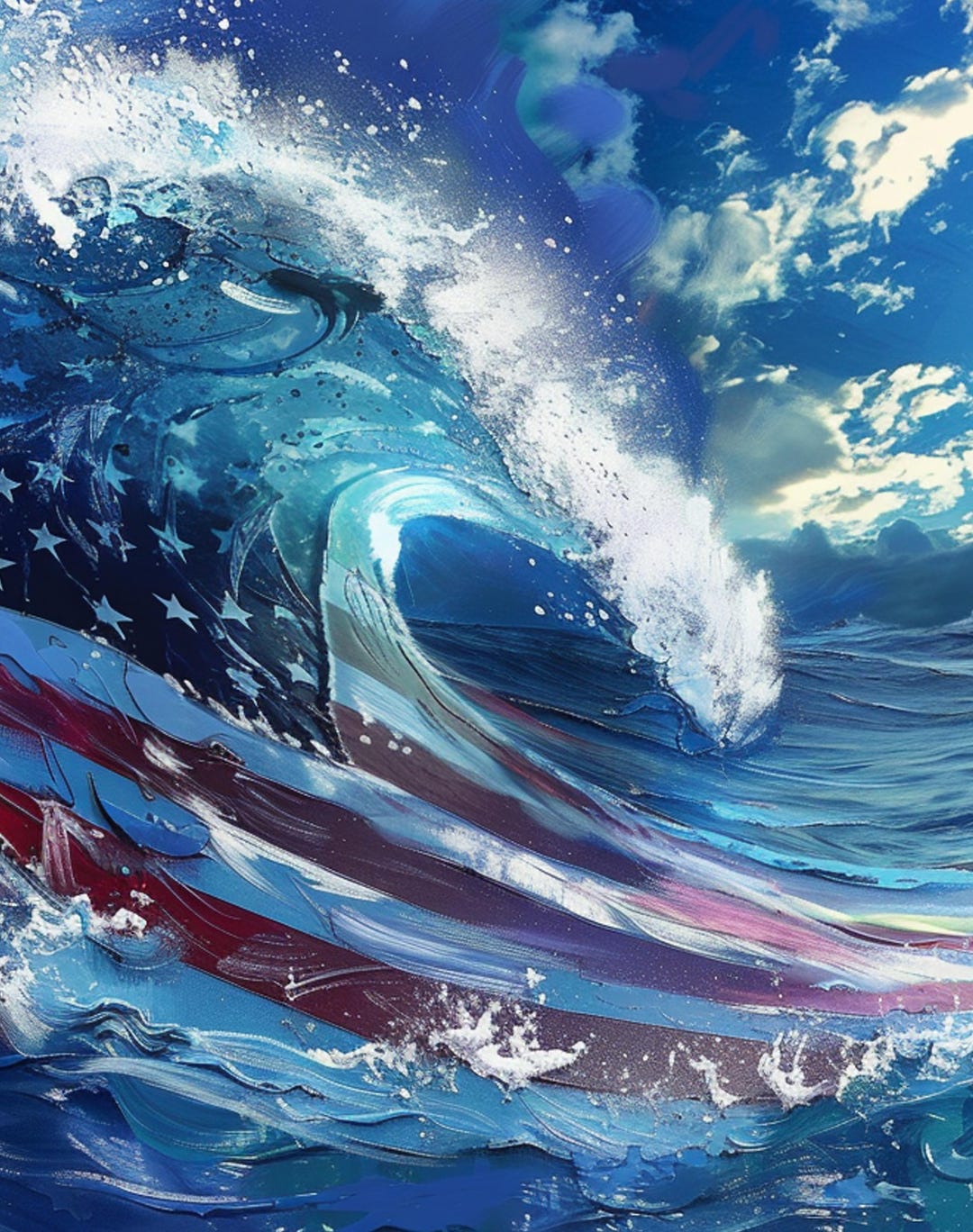 Ocean Wave American Flag SVG PNG, Ocean Flag Svg, USA Vector Flag ...
