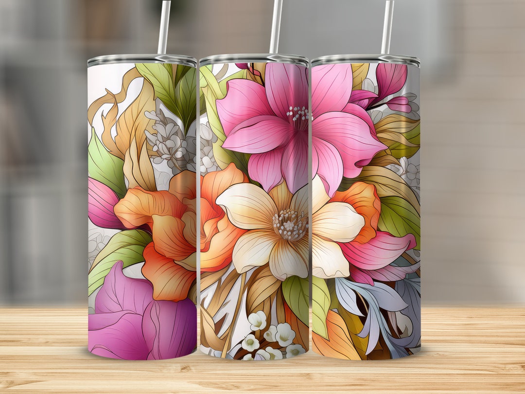 Bloom Coloring Book 20oz Sublimation Tumbler Design, Straight and ...