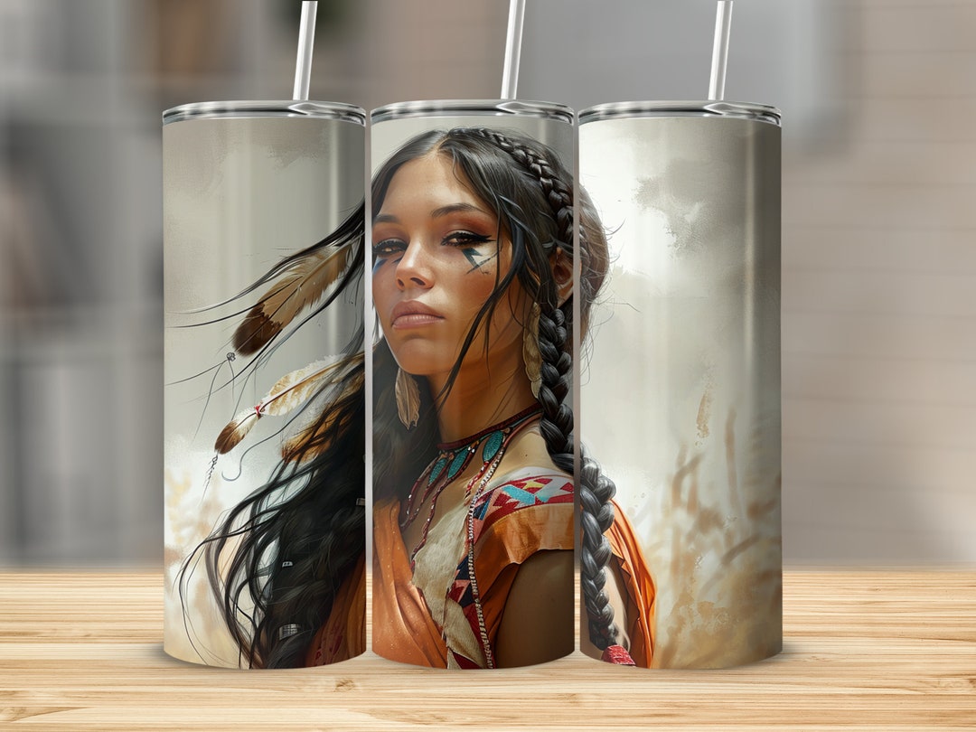 Native American Female 20oz Sublimation Tumbler Design, Straight and ...