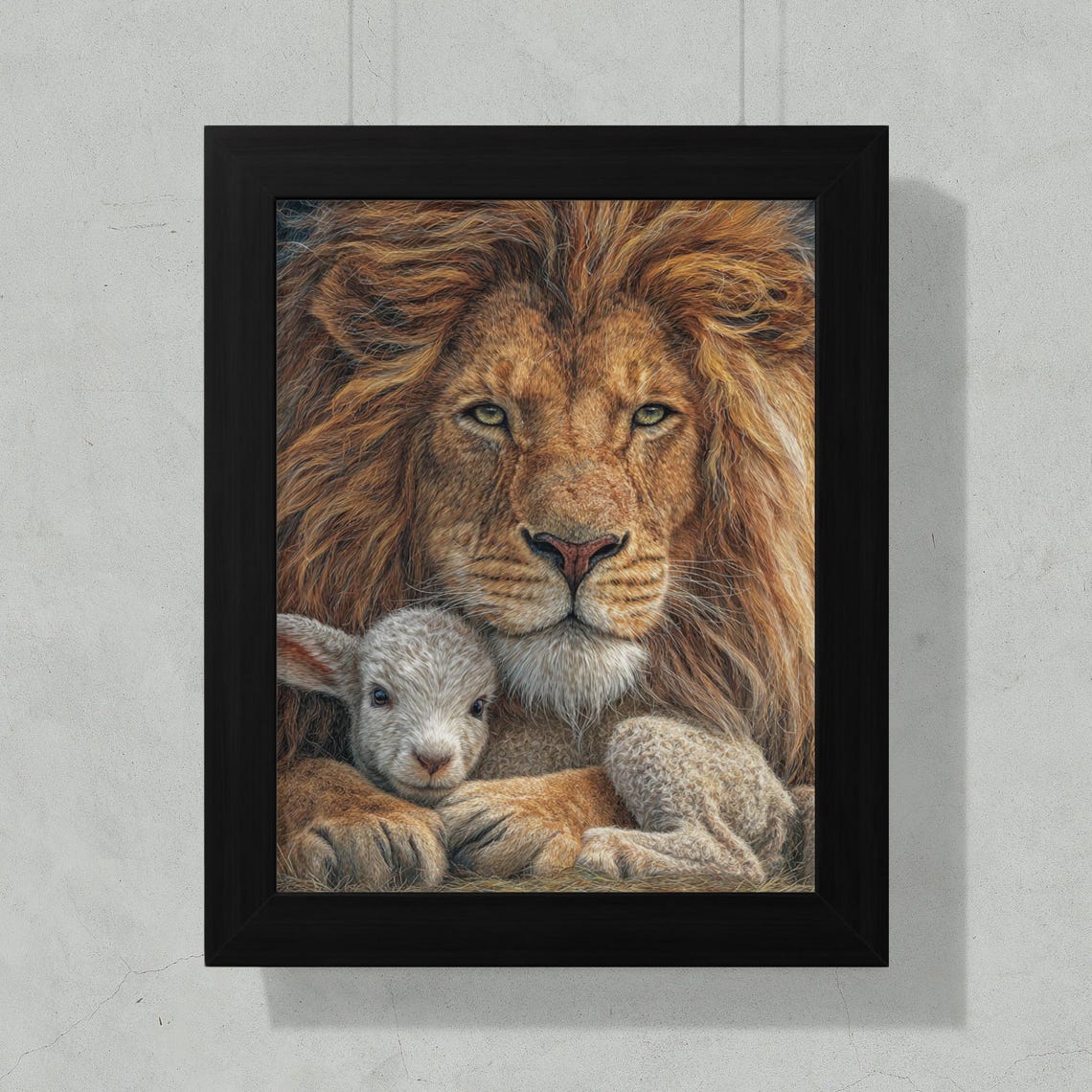 Lion Lamb Peace Wall Art, Lion Lamb Art, Animal Wall Art, Peace of God ...