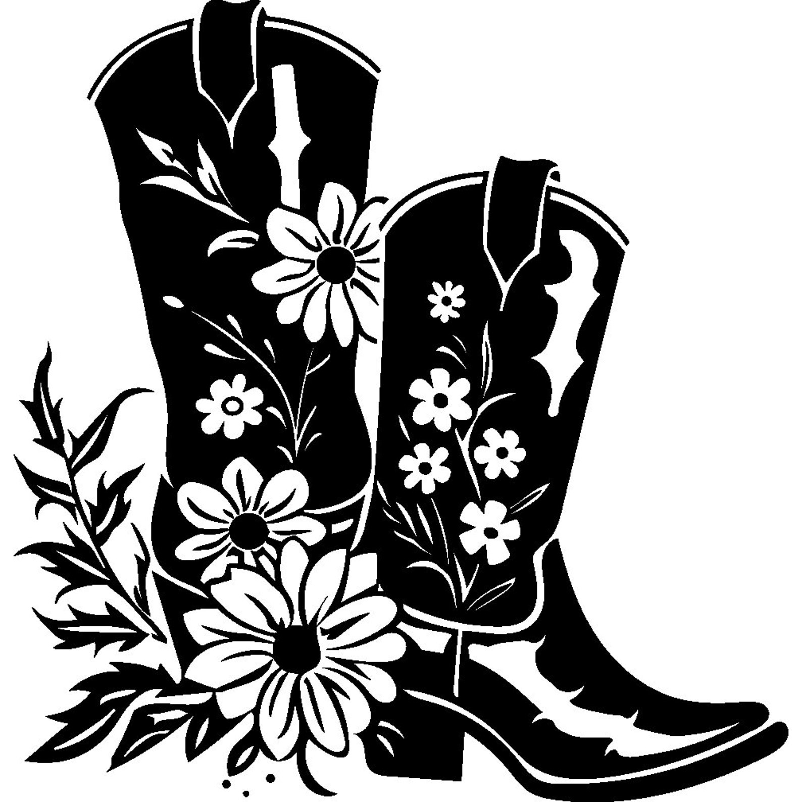 Cowboy Boot With Flowers SVG Digital Cut, Floral Cowboy Boots Svg ...