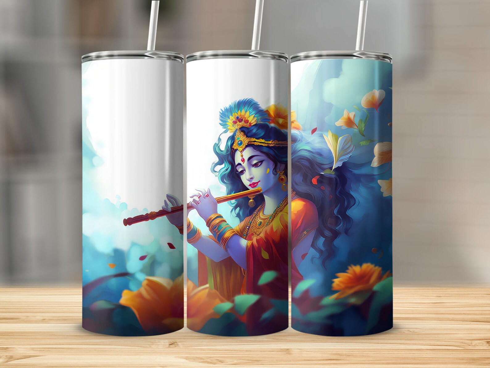 Lord Krishna Flute 20oz Sublimation Tumbler Design, Straight and ...