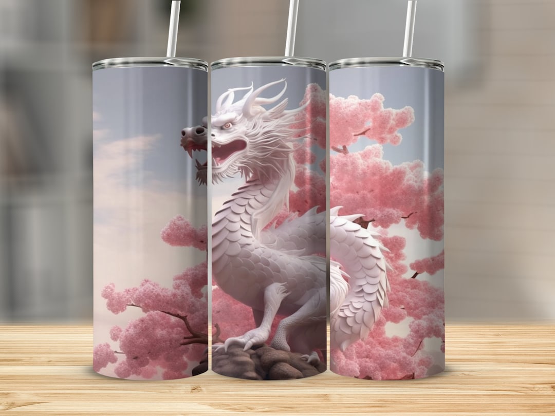Chinese Pink Dragon 20oz Skinny Tumbler Wrap Straight and Tapered ...