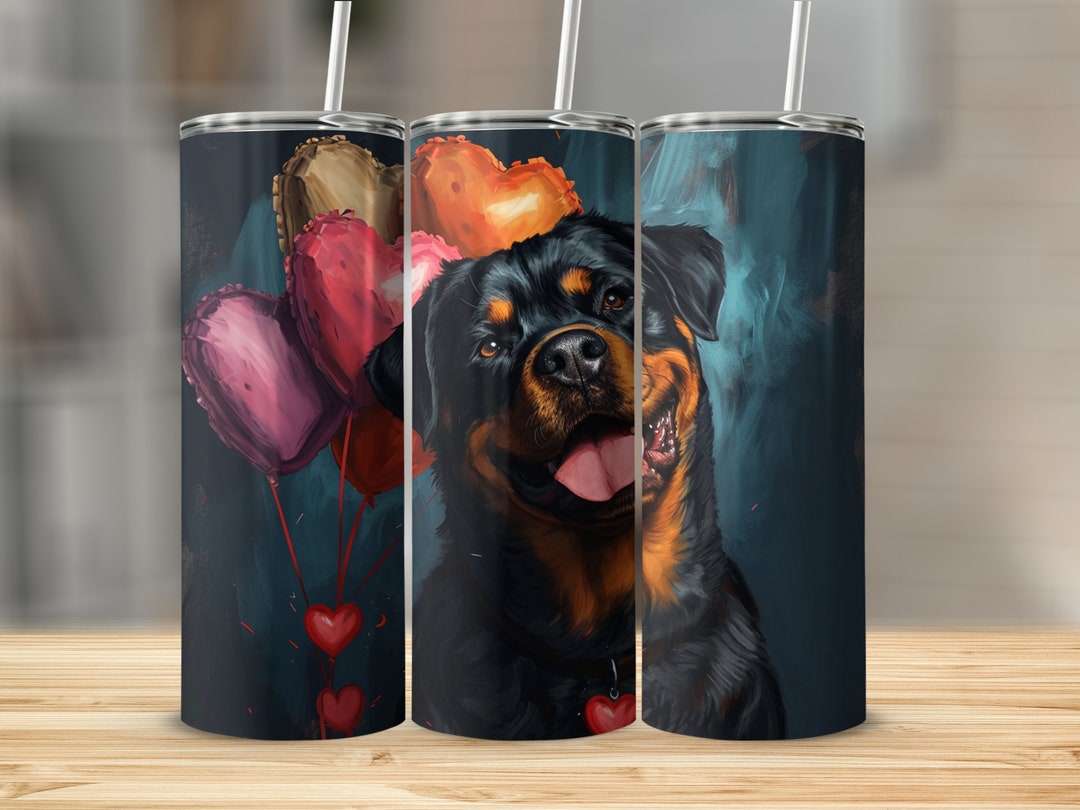 Balloon Rottweiler 20oz Sublimation Tumbler Design, Straight and ...
