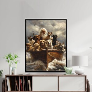 Noah With Dogs and Cats Digital Wall Art, Downloadable Wallpaper ...