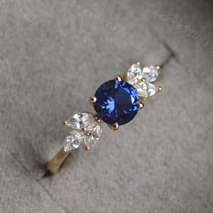 Solid 14K Gold Sapphire Ring Sapphire Engagement Ring - Etsy