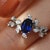 Vintage Blue Sapphire Ring Engagement Set Oval Blue Stone Promise Ring ...