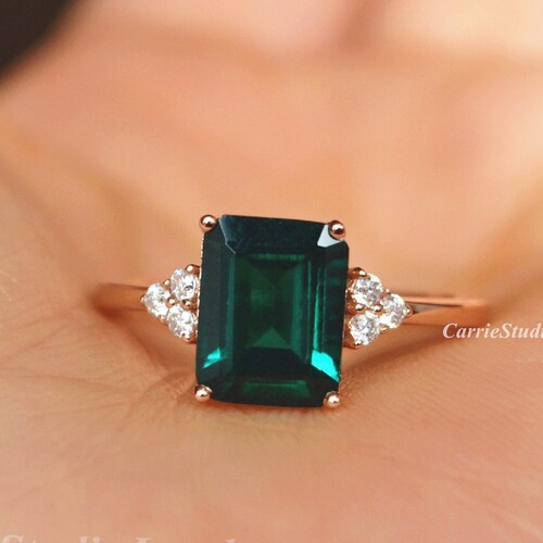 Silver Emerald Engagement Ring/emerald Cut Promise - Etsy