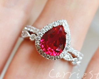 Pear Cut Ruby Ring | Etsy