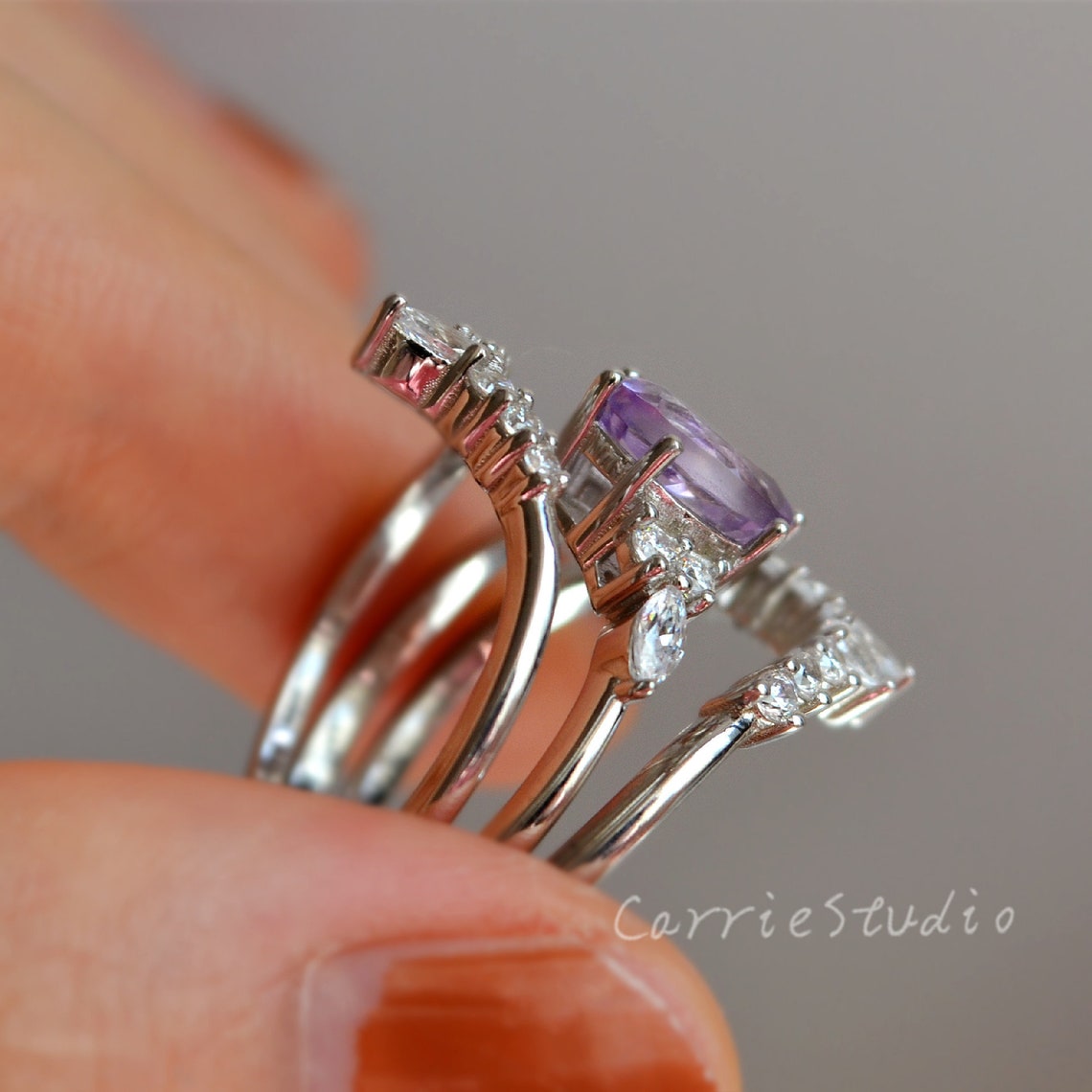 Natural Lavender Amethyst Ring Set/light Purple Amethyst - Etsy