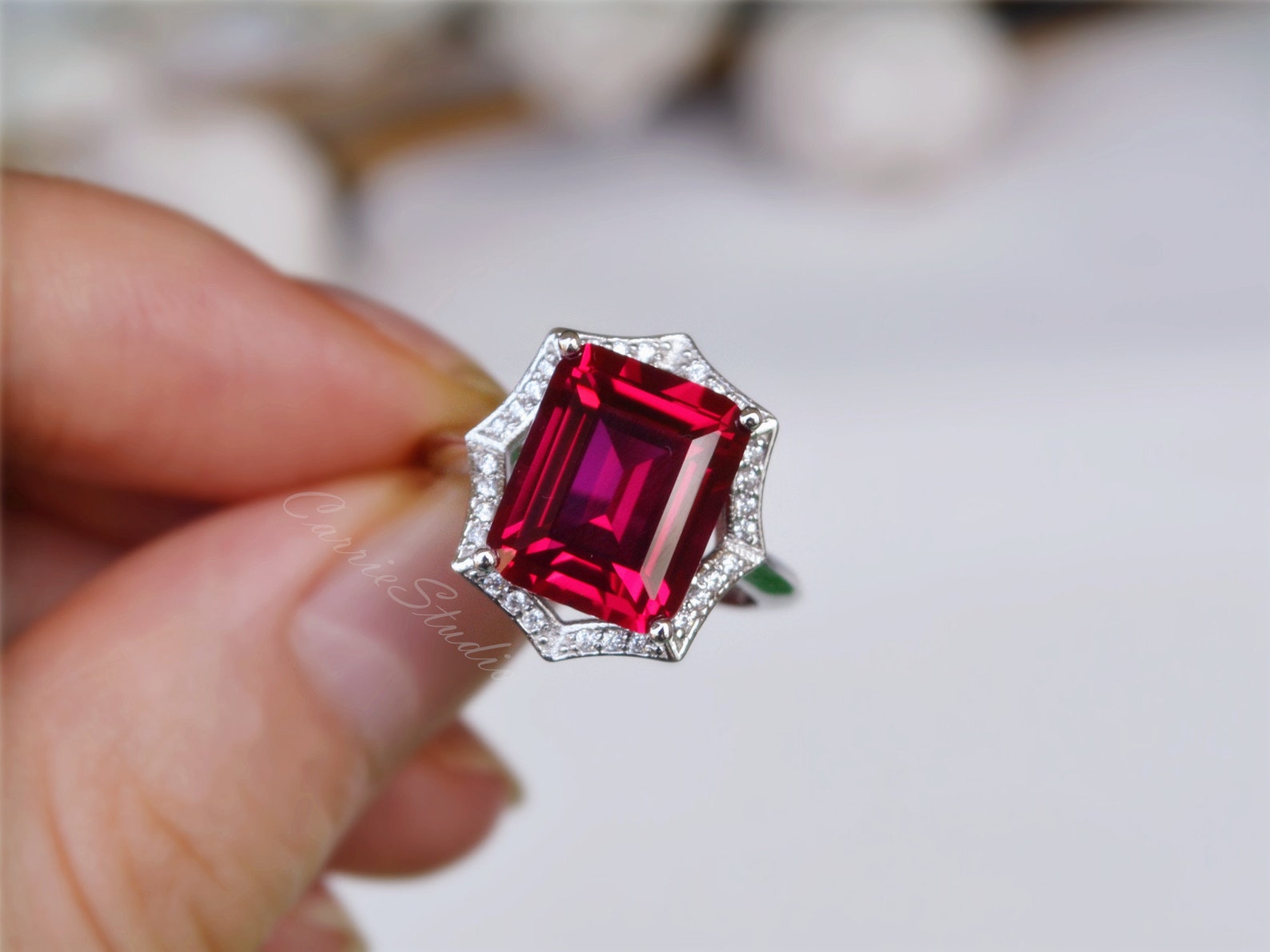 Ruby Ring Lab Ruby Engagement Ring/ Wedding Ring 925 Sterling | Etsy