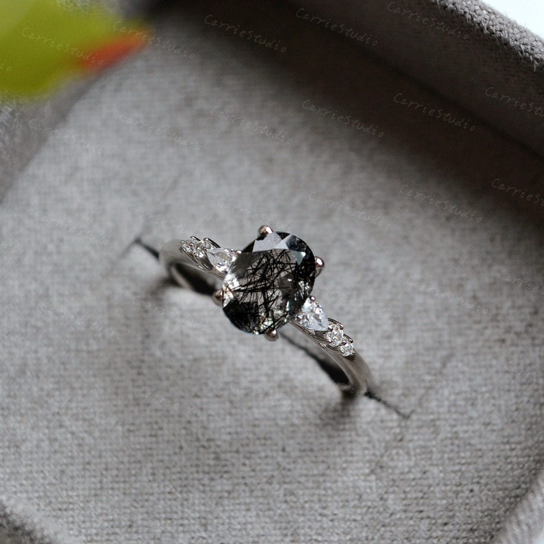 Black Tourmaline Engagement Ring