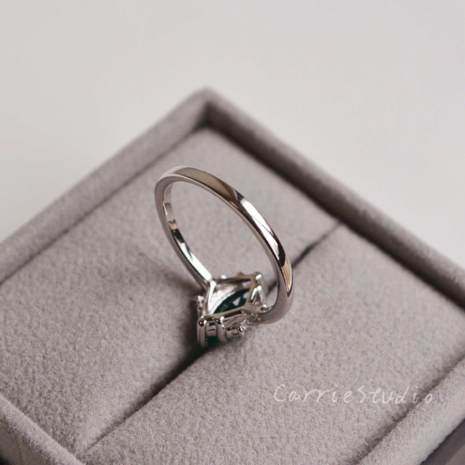 Marquise Emerald Engagement Ring/5*10mm Silver Lab Create Emerald Ring ...