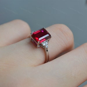 2ct Emerald Cut Lab Ruby Ring/ruby Engagement Ring/anniversary Ring ...