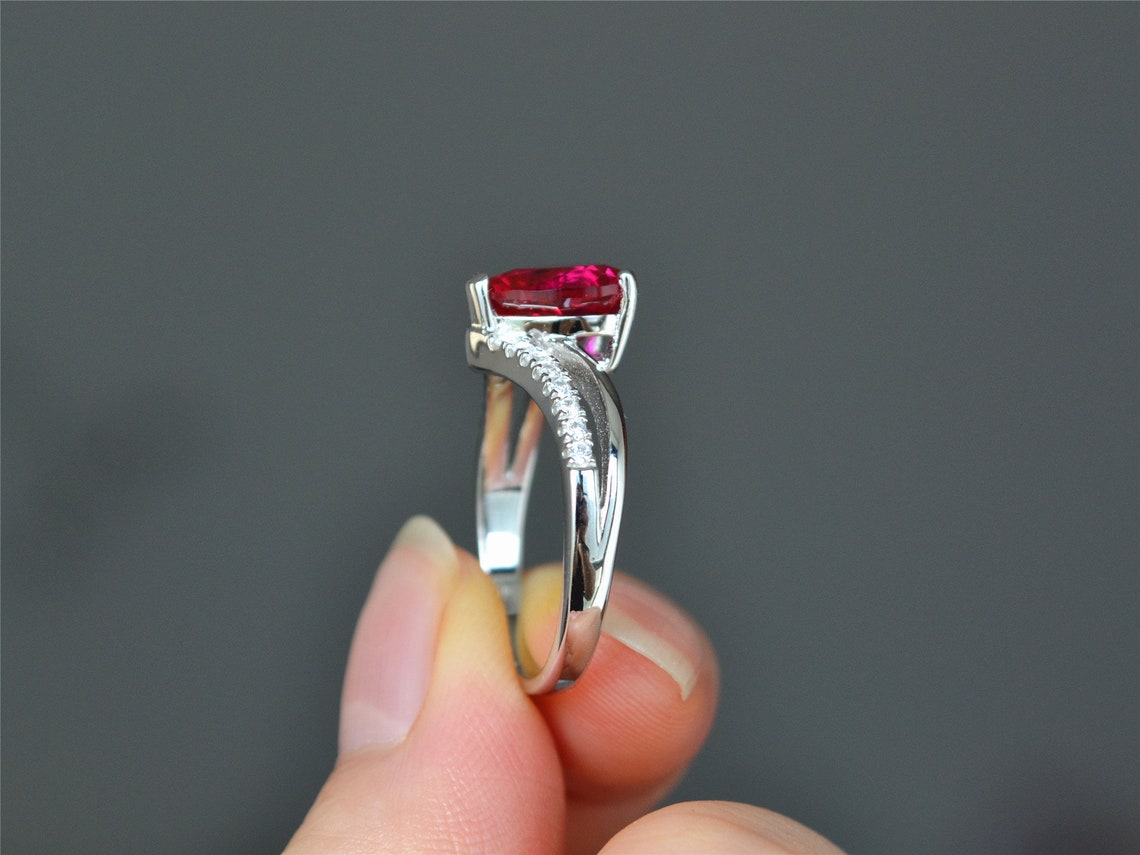 Pear Ruby Ring Ruby Engagement Ring/ Wedding Ring 925 Sterling - Etsy