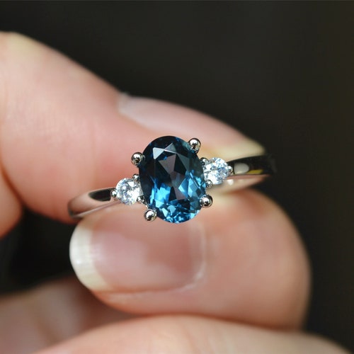 London Blue Topaz Ring Wedding Ring Oval Cut Blue Gemstone - Etsy