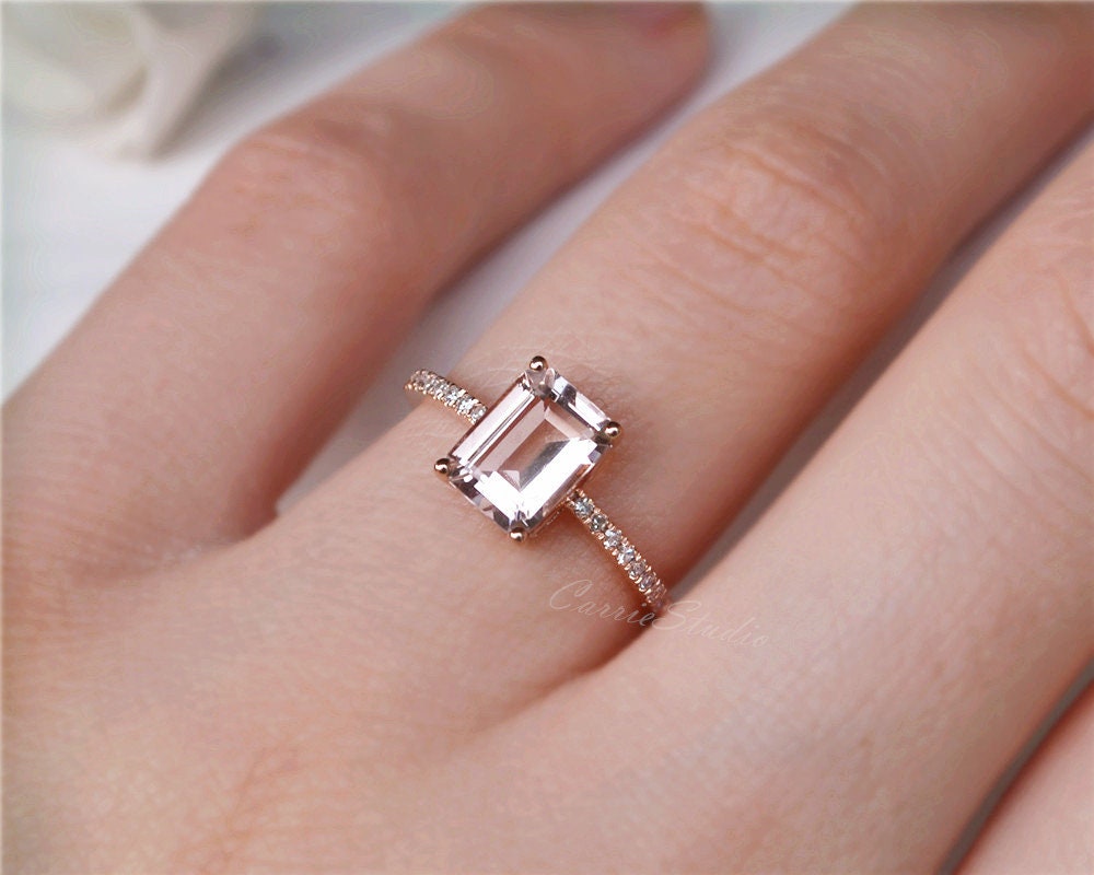 Pink Morganite Ring 14K Rose Gold Morganite Ring Morganite | Etsy