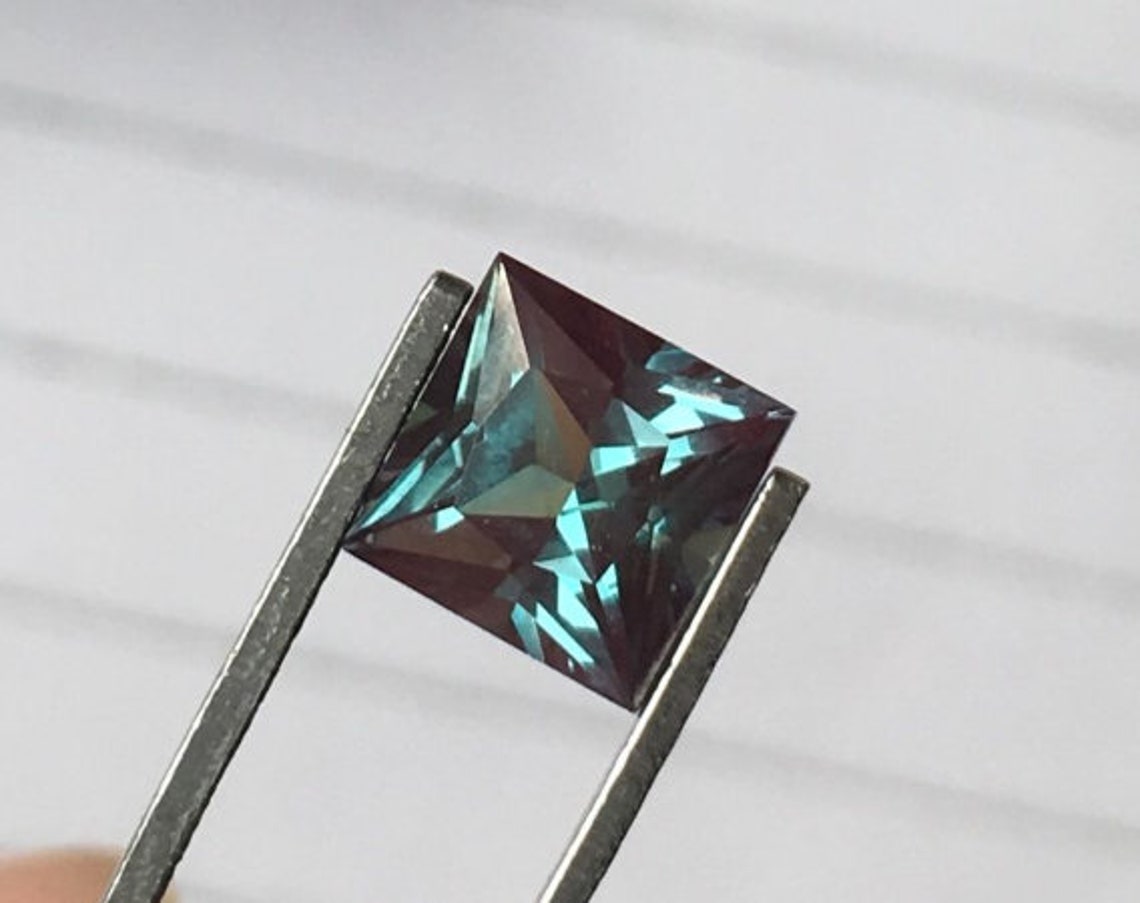 Classic Princess Cut Alexandrite Ring Alexandrite Engagement Ring ...