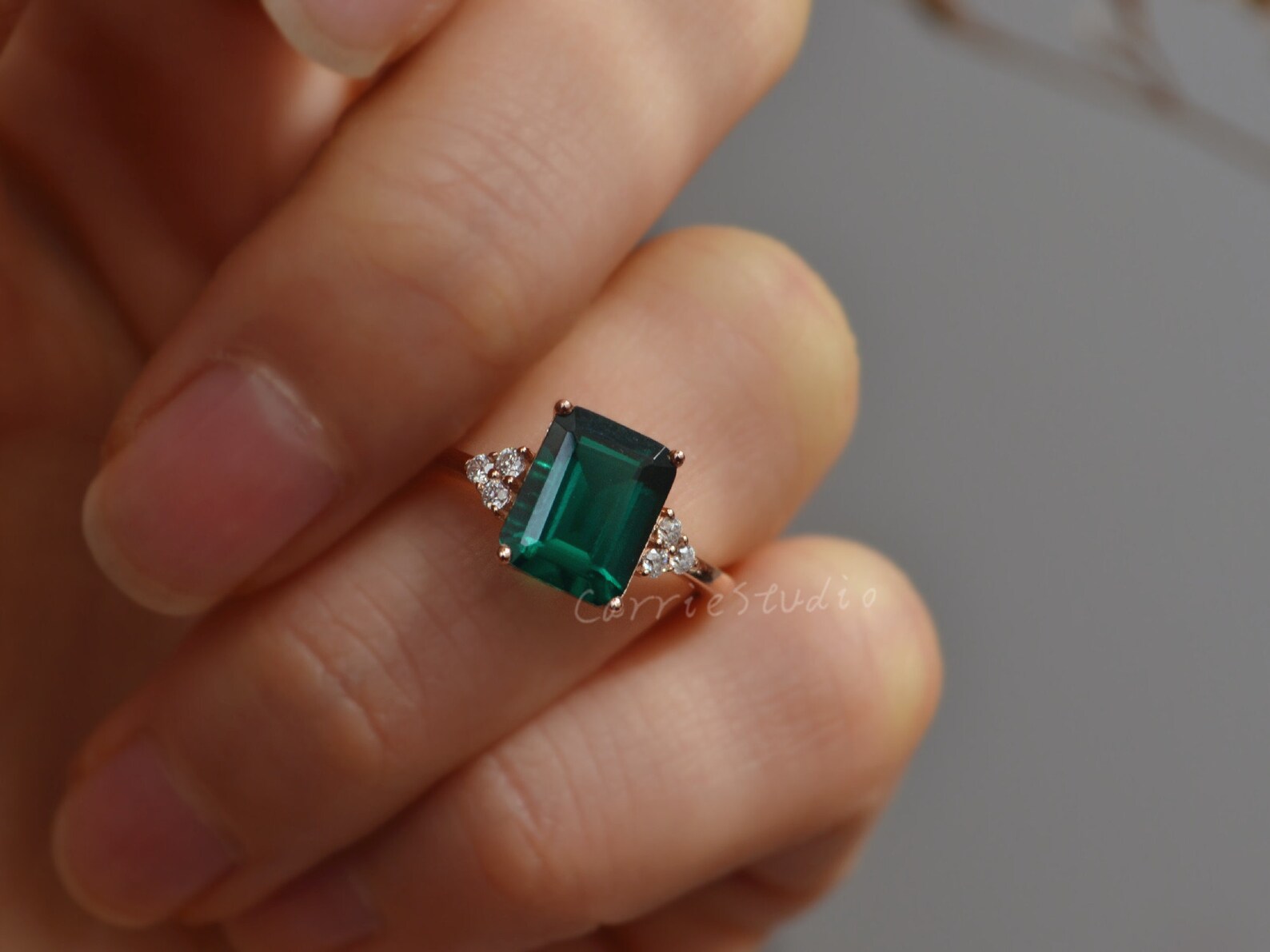 Solid 14K Gold Emerald Ring/79mm Emerald Engagement - Etsy