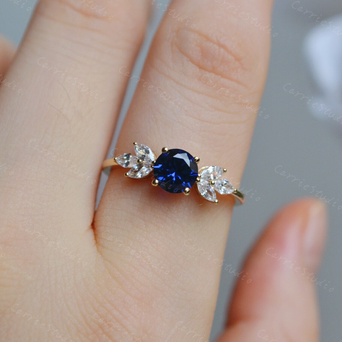 Solid 14K Gold Sapphire Ring Sapphire Engagement Ring - Etsy