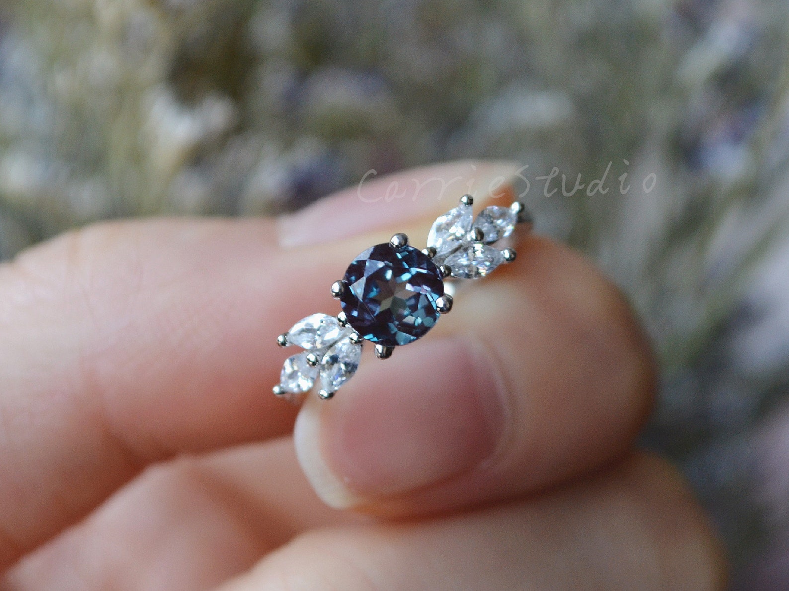 Alexandrite Ring/sterling Silver Alexandrite Engagement Ring /promise ...