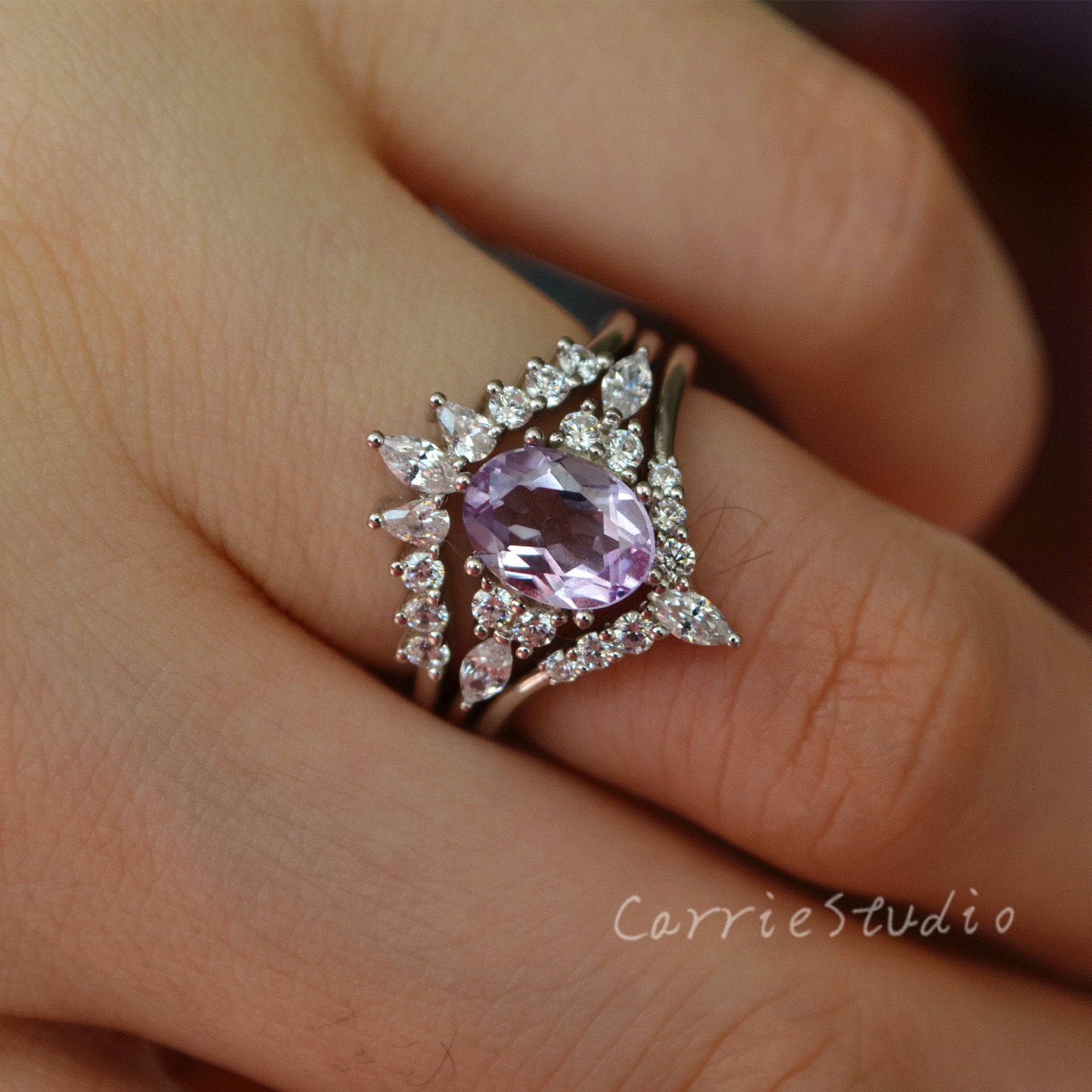 Natural Lavender Amethyst Ring Set/light Purple Amethyst - Etsy