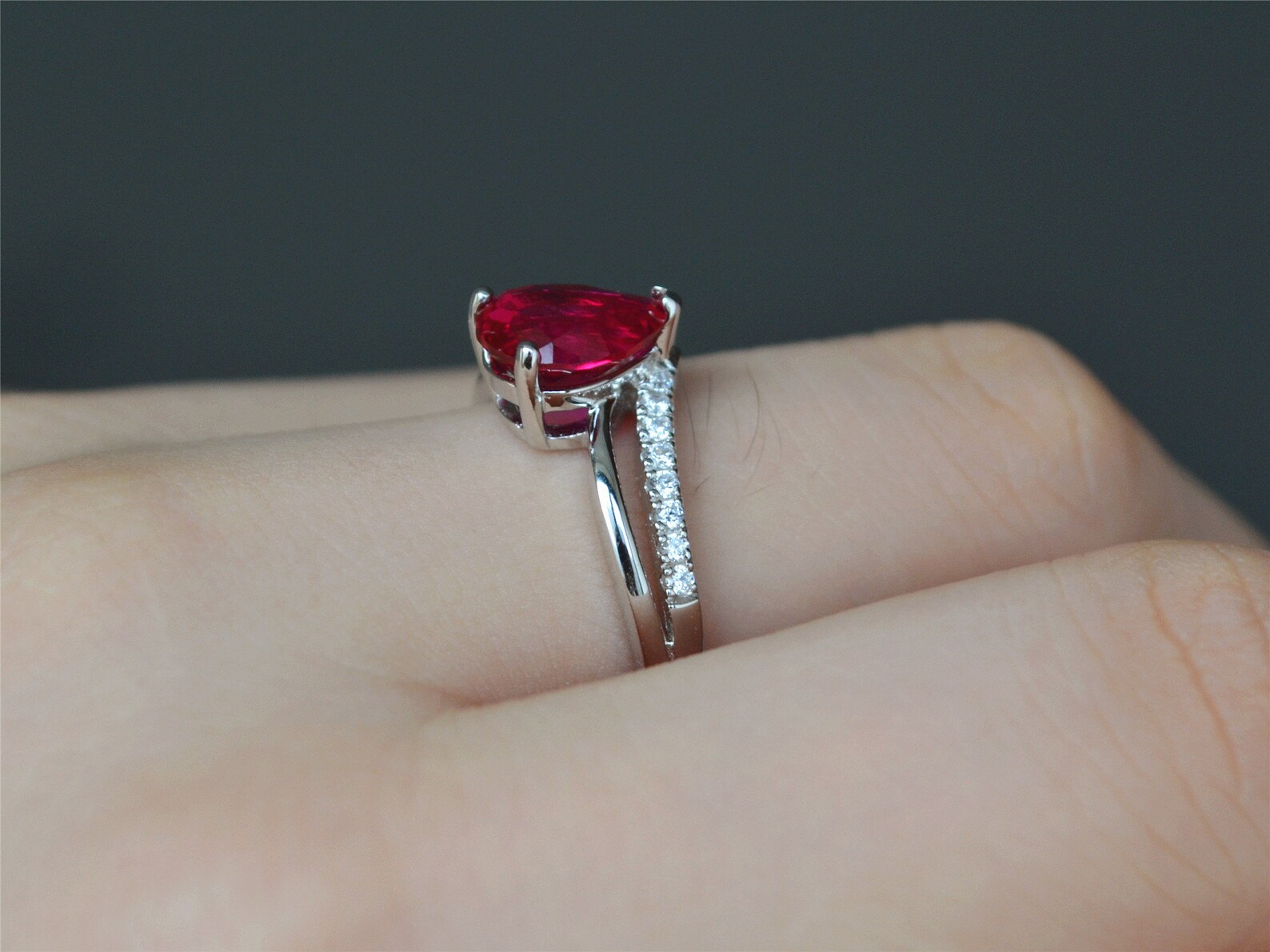 Pear Ruby Ring Ruby Engagement Ring/ Wedding Ring 925 Sterling - Etsy