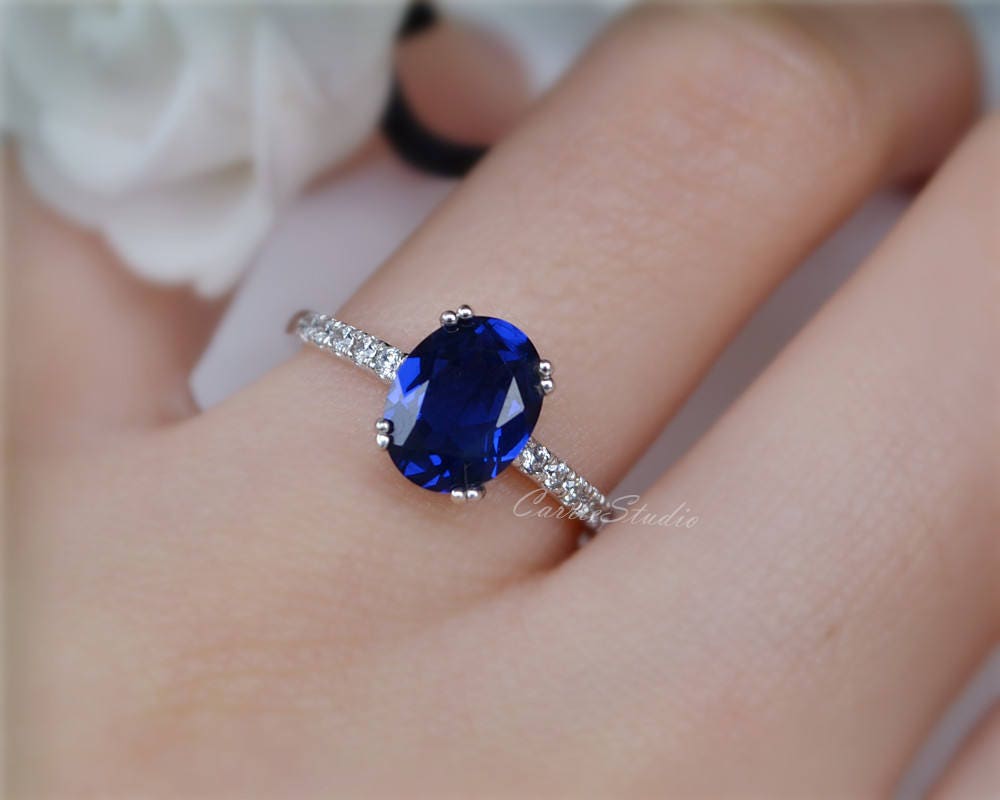 Oval Sapphire Ring Sapphire Engagement Ring Promise Ring - Etsy