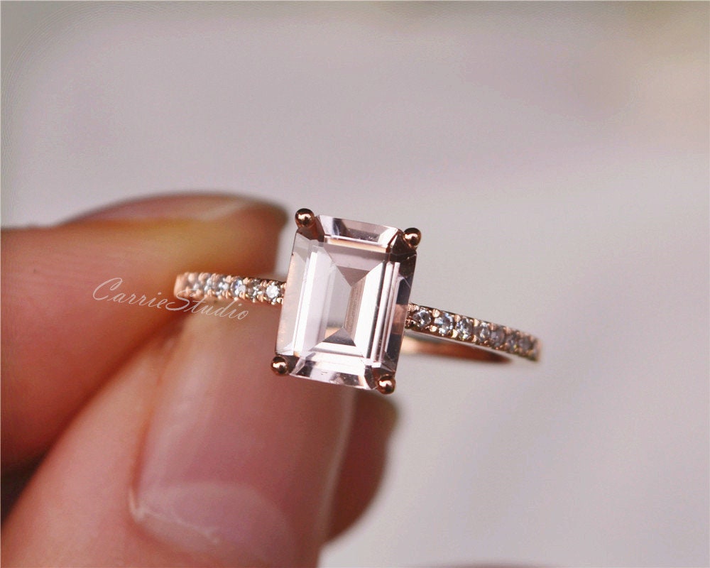 Pink Morganite Ring 14K Rose Gold Morganite Ring Morganite | Etsy
