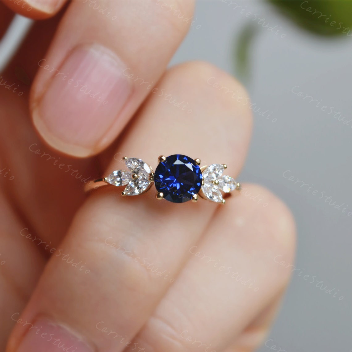 Solid 14K Gold Sapphire Ring Sapphire Engagement Ring - Etsy