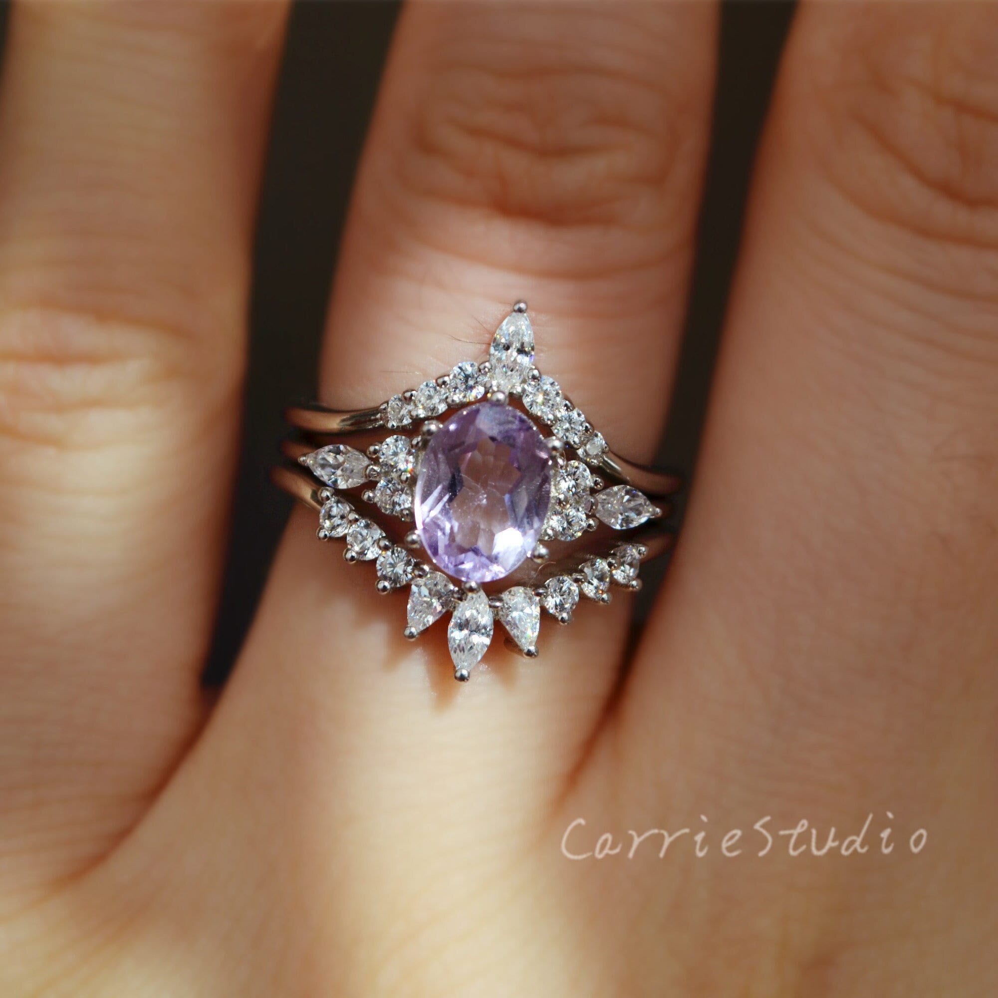 Natural Lavender Amethyst Ring Set/light Purple Amethyst - Etsy