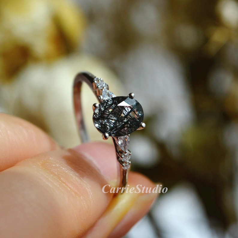 Black Tourmaline Engagement Ring