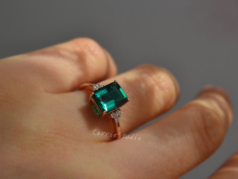Solid 14K Gold Emerald Ring/79mm Emerald Engagement - Etsy