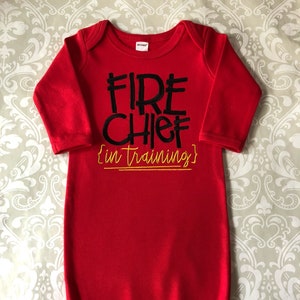 Fire Cheif in Training Embroidered Baby Gown, Firefighters Baby Gift ...