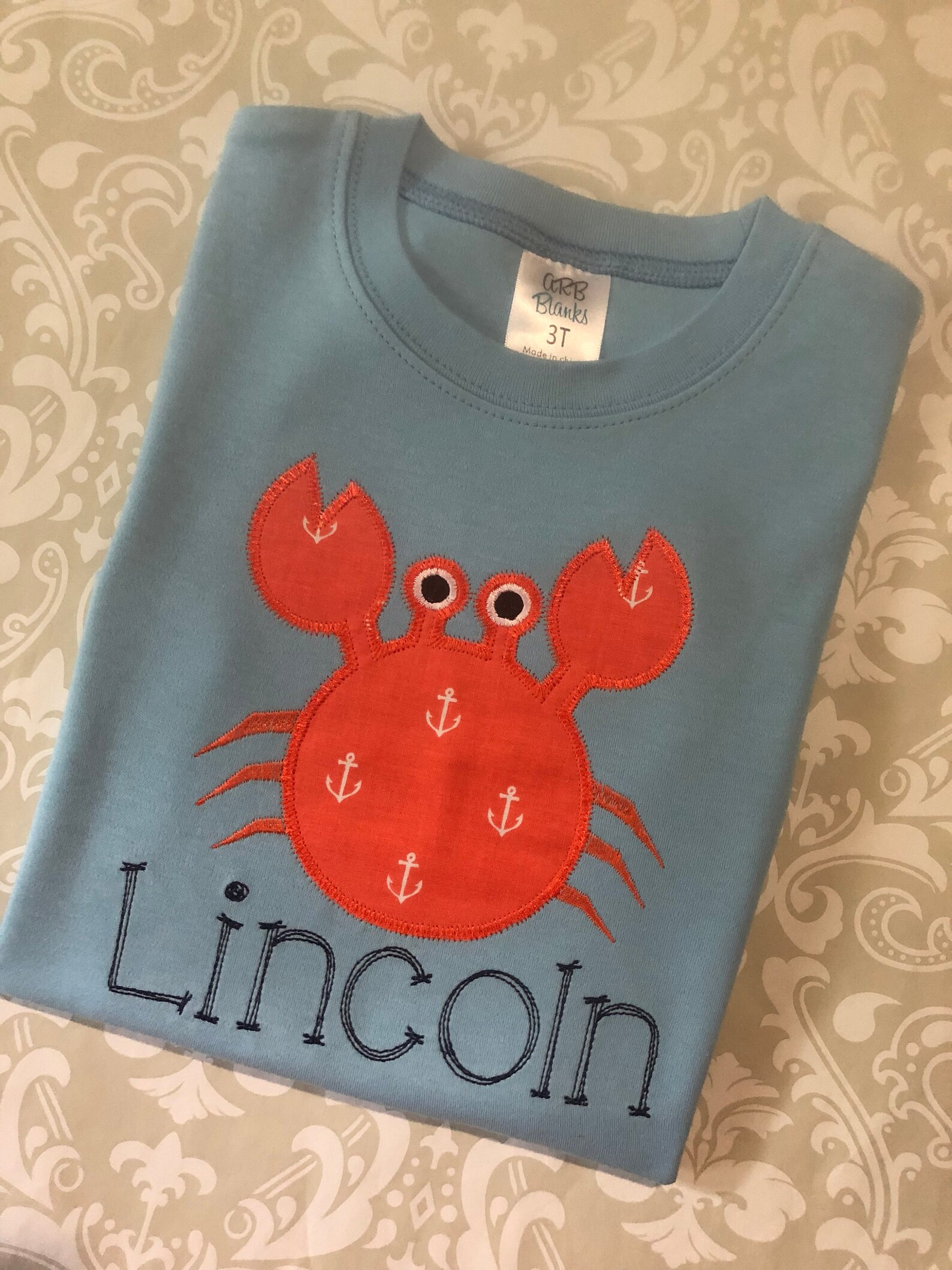 Crab Applique Tee Shirt Monogram Crab Shirt Beach Tees Crab | Etsy