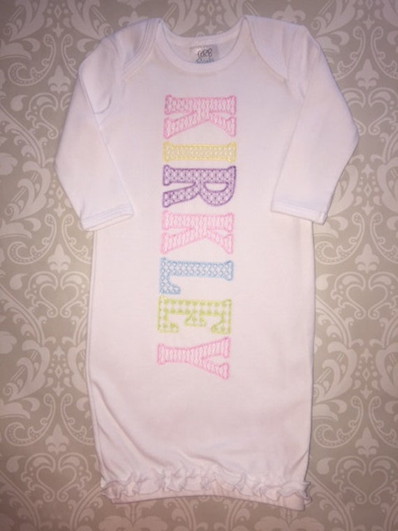 Monogram infant gown baby girl infant gown personalized baby | Etsy