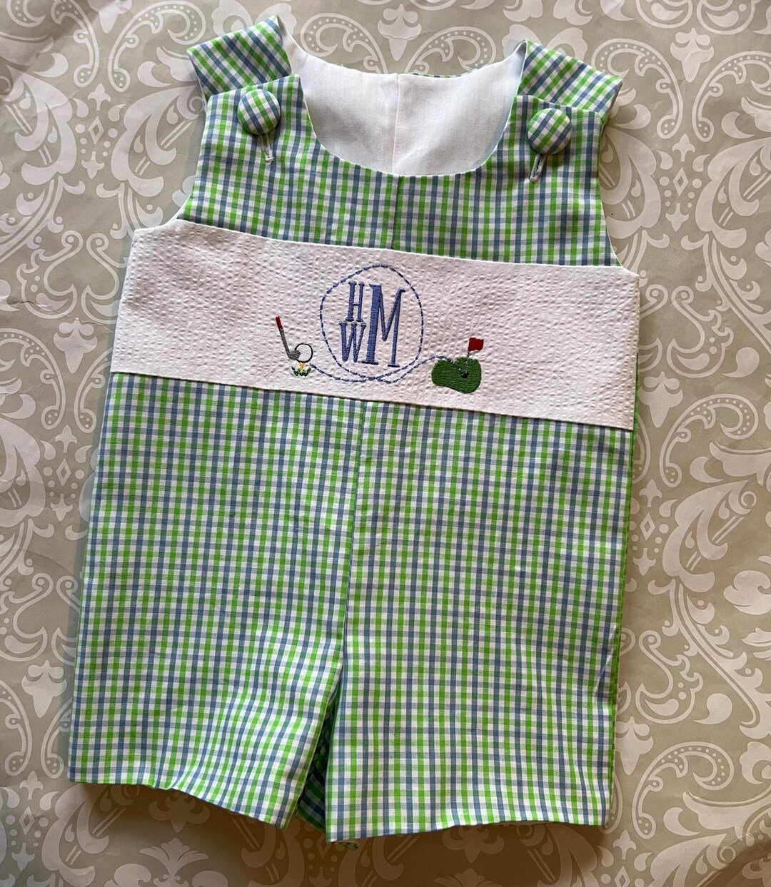 Monogram Golf Jon Jon, Baby Boy Monogram Gift, Golf First Birthday ...