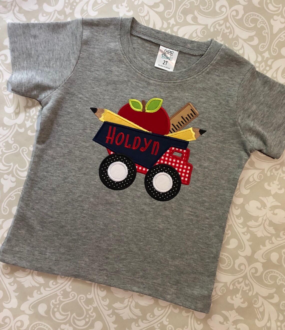 Back to School Dump Truck Applique Tee, First Day of School Shirt, Boys ...