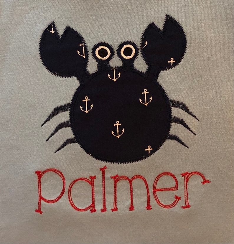 Crab Applique Tee Shirt, Monogram Crab Shirt, Beach Tees, Crab Shirts ...