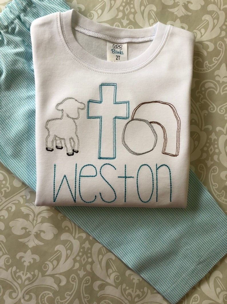 Monogram Easter Outfit for Boys, Christian Easter Apparel, Empty Tomb ...