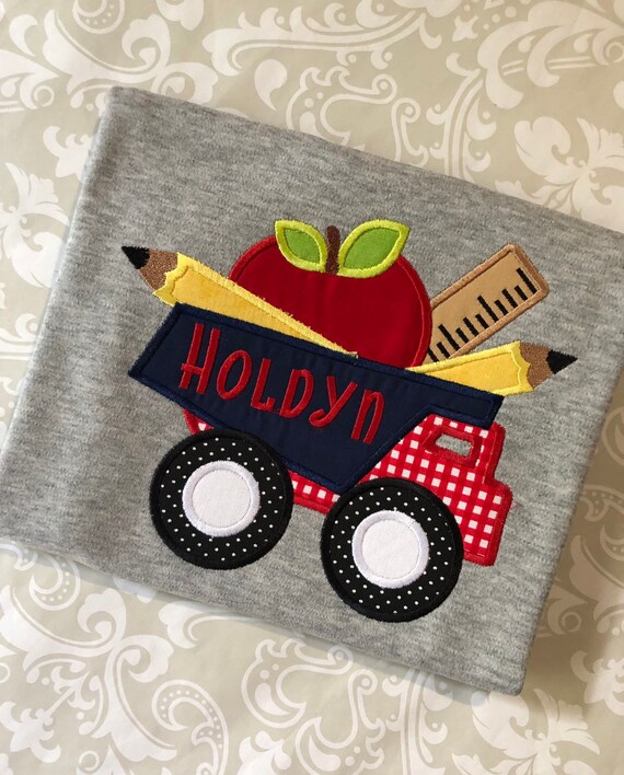 Back to School Dump Truck Applique Tee First Day of School | Etsy
