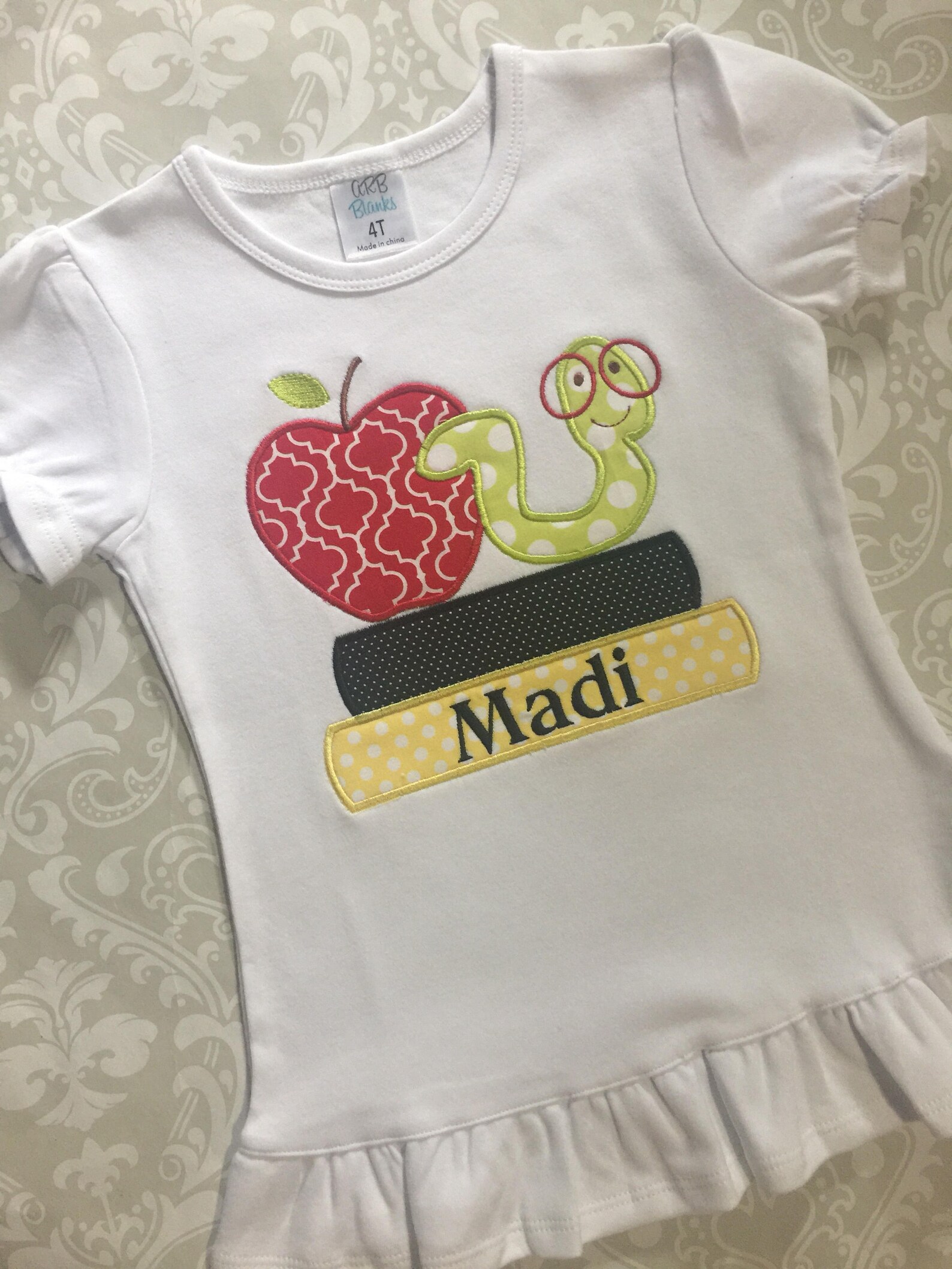 Back to School Applique Monogram Girls Pants Set Girls Back - Etsy